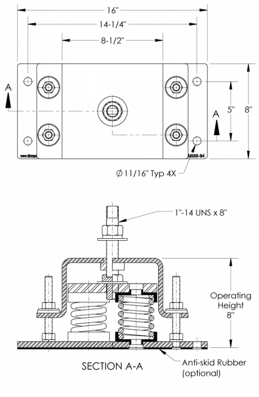 Easyflex VibraSystems 4 Spring Isolator/Restrainer, 2 Inch Deflection