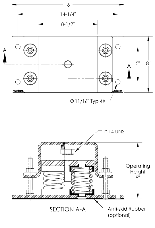 Easyflex VibraSystems 4 Spring Isolator/Restrainer, 2 Inch Deflection